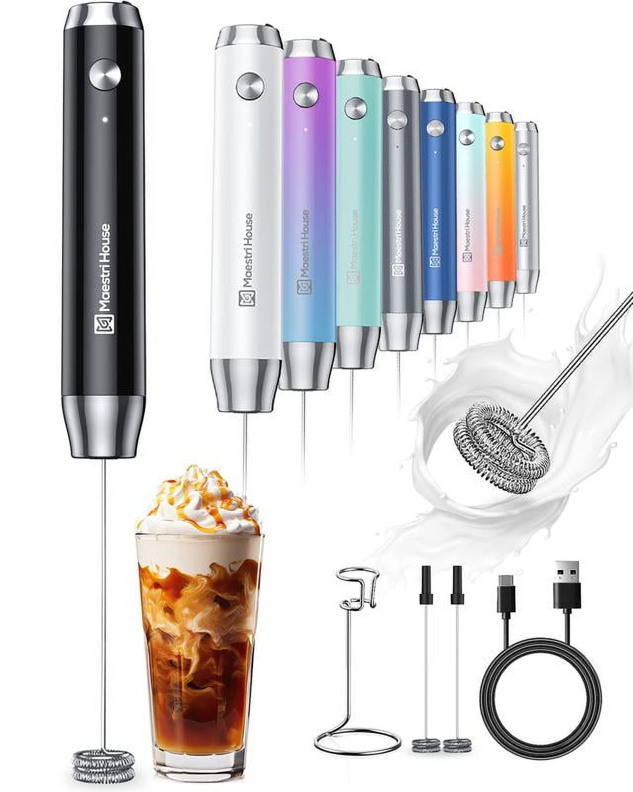 Handheld Milk Frother - Rechargeable & Waterproof Electric Whisk ...