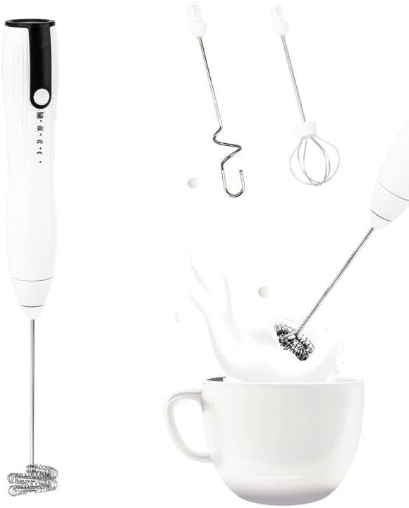 Handheld Milk Frother USB-C Rechargeable Electric Whisk Drink Foam ...