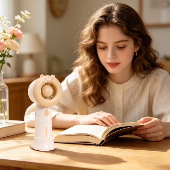 Handheld Mini Fan USB Rechargeable, 1200mAh Portable Personal Fan with ...