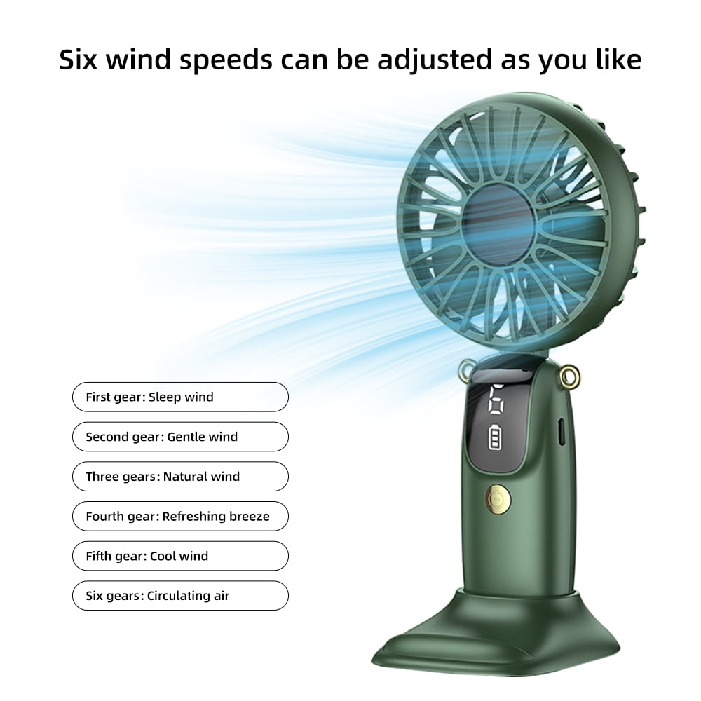 Handheld Mini Fan with 6 Speed Settings - USB Rechargeable & Foldable ...