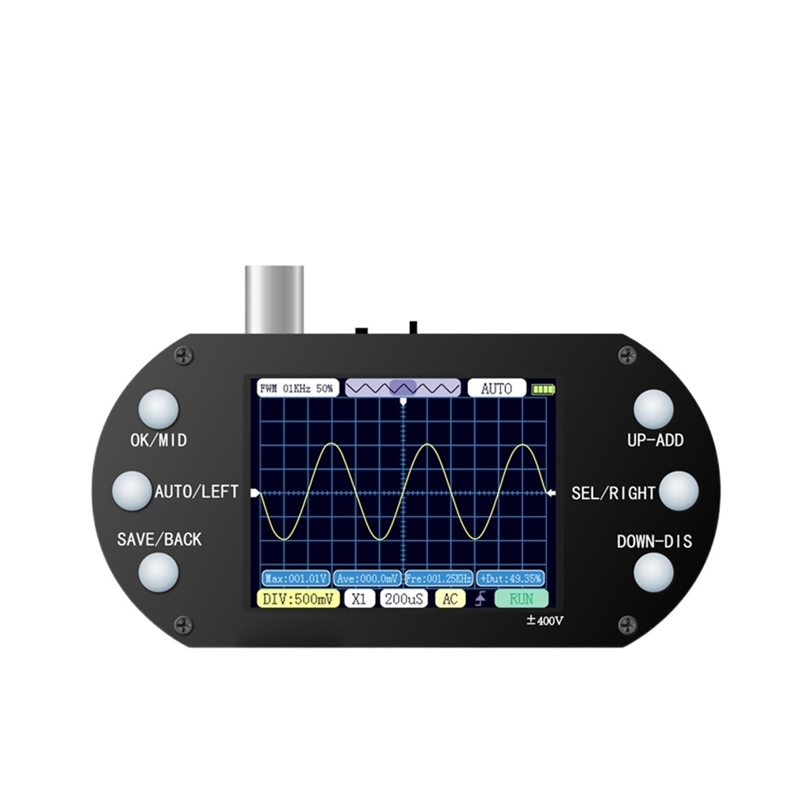 Handheld Mini Oscilloscope 500khz Bandwidth 2 5msa S Sine Wave Square
