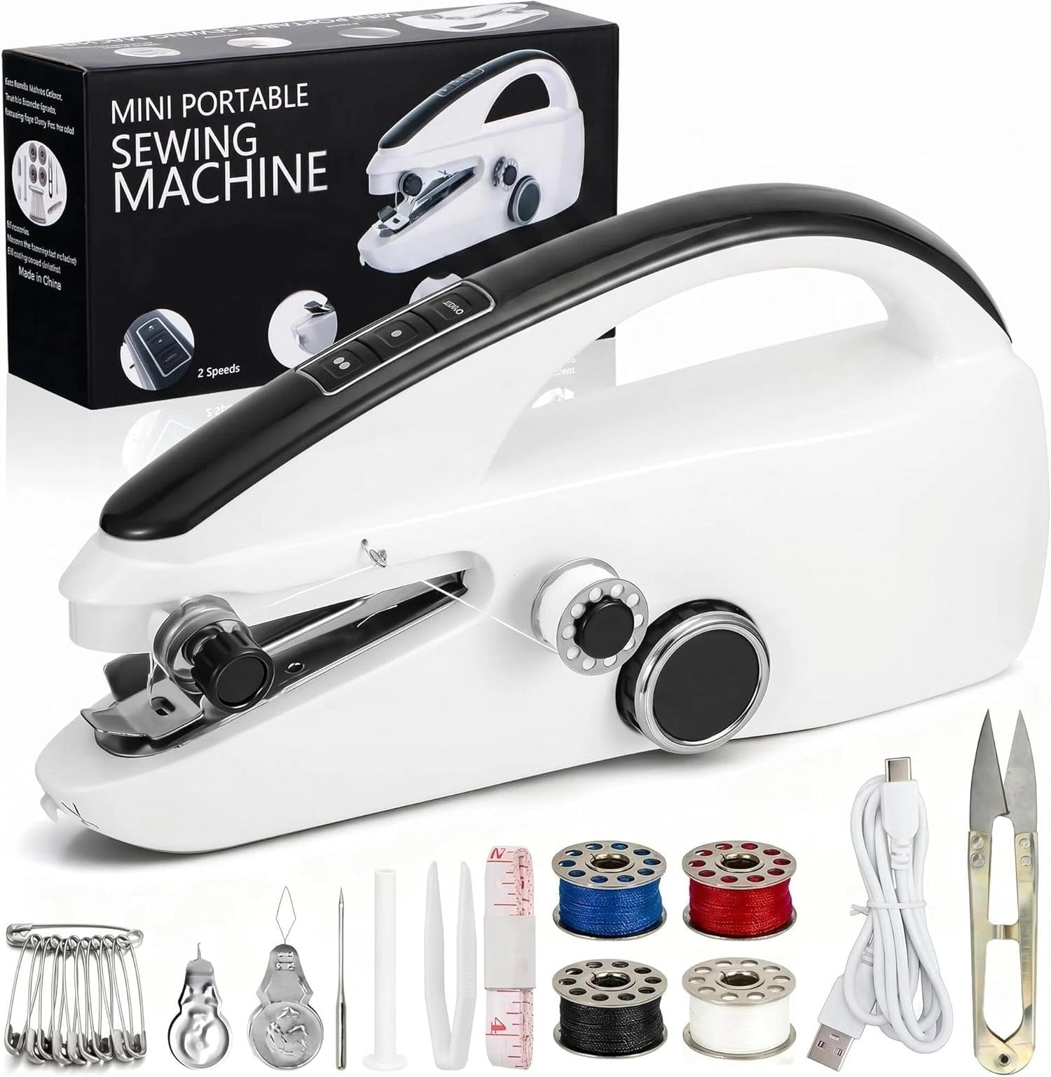 Handheld Mini Sewing Machine for Beginners, Portable Electric Hand ...