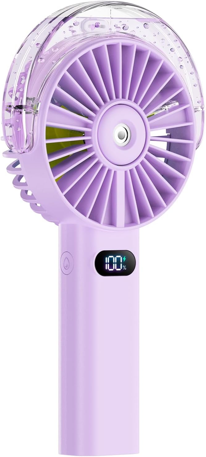Handheld Misting Fan Portable, 4000mAh Rechargeable Battery Powered ...