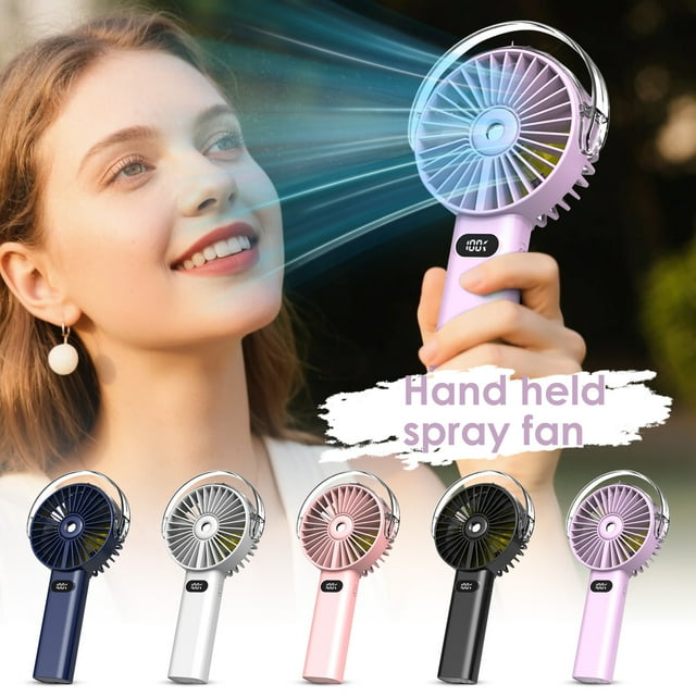 Handheld Misting Fan Portable, 4000mAh Rechargeable Battery Powered ...