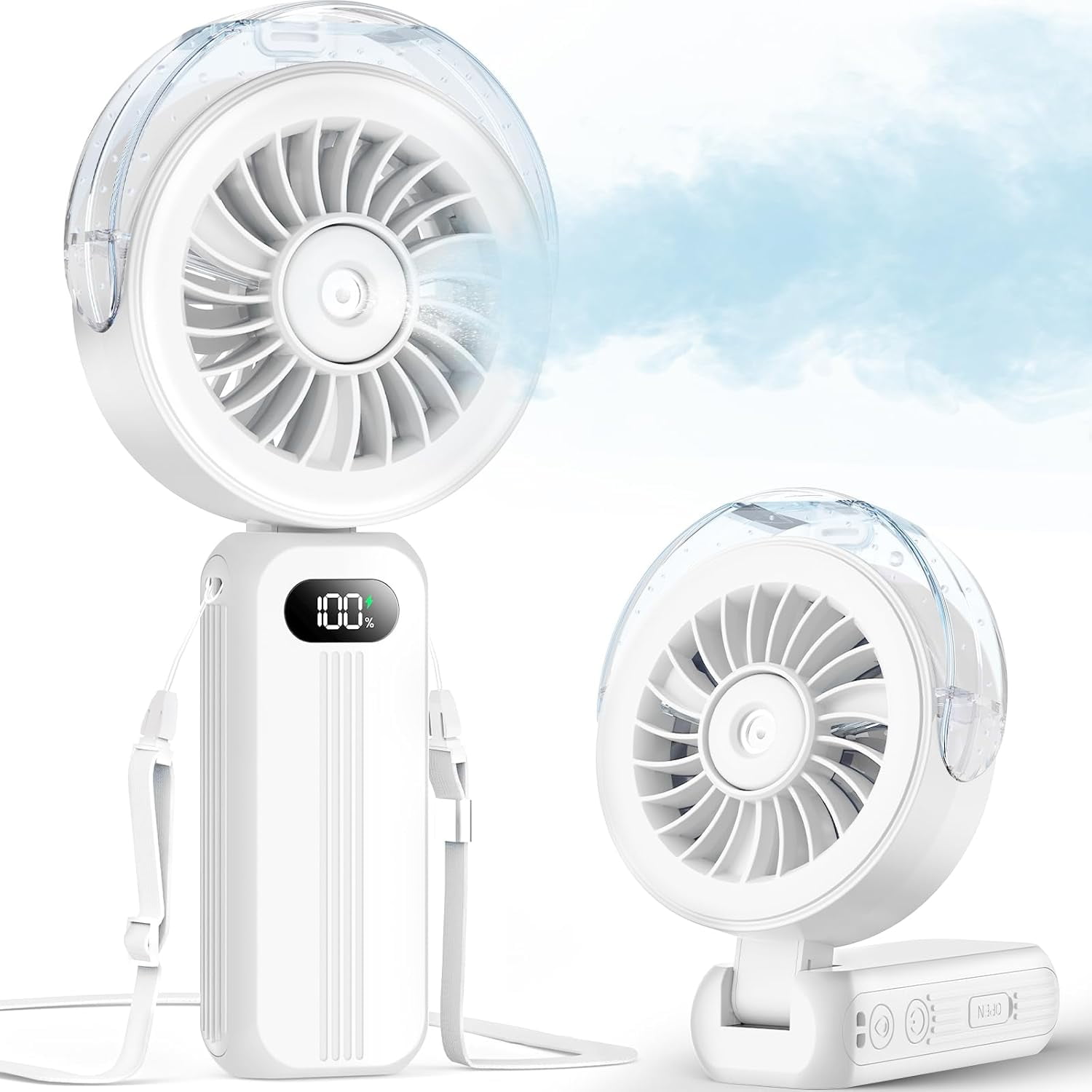MM Handheld Misting Fan Portable, Powerful 4 High Speeds Rechargeable ...