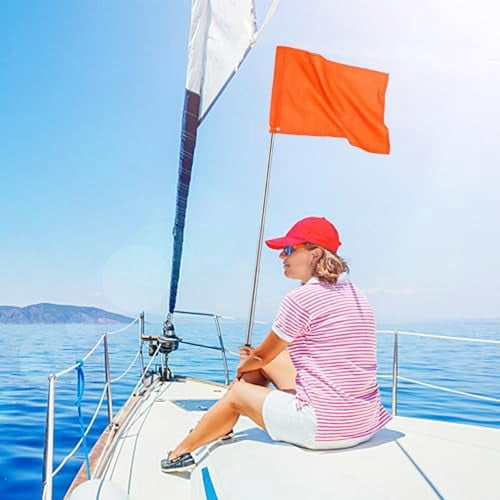 Handheld Orange Boat Flag with 47" Adjustable Pole - 12"x18" Water Ski ...