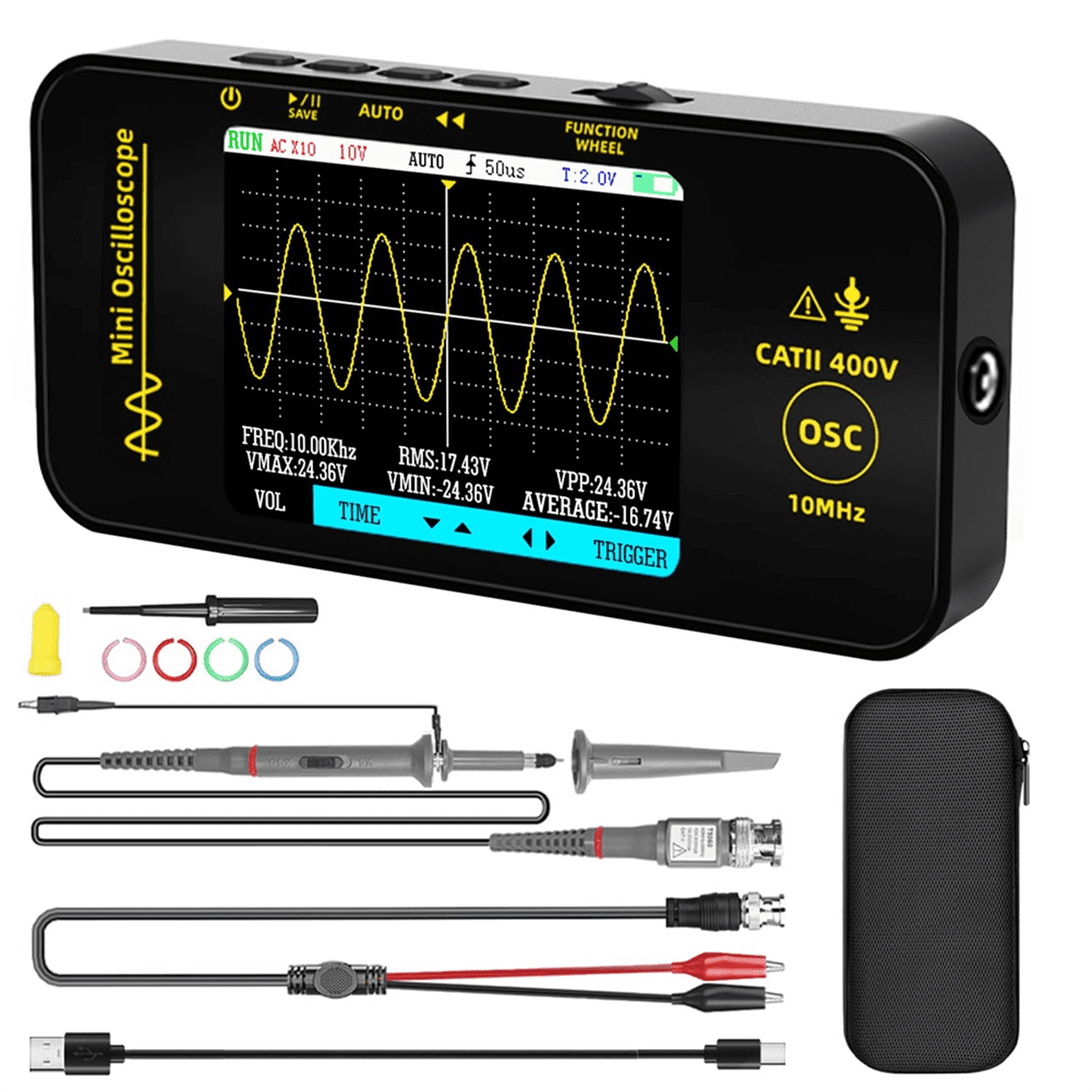 Handheld Oscilloscope 3.2Inch TFT Display 10MHz Bandwidth Automotive ...