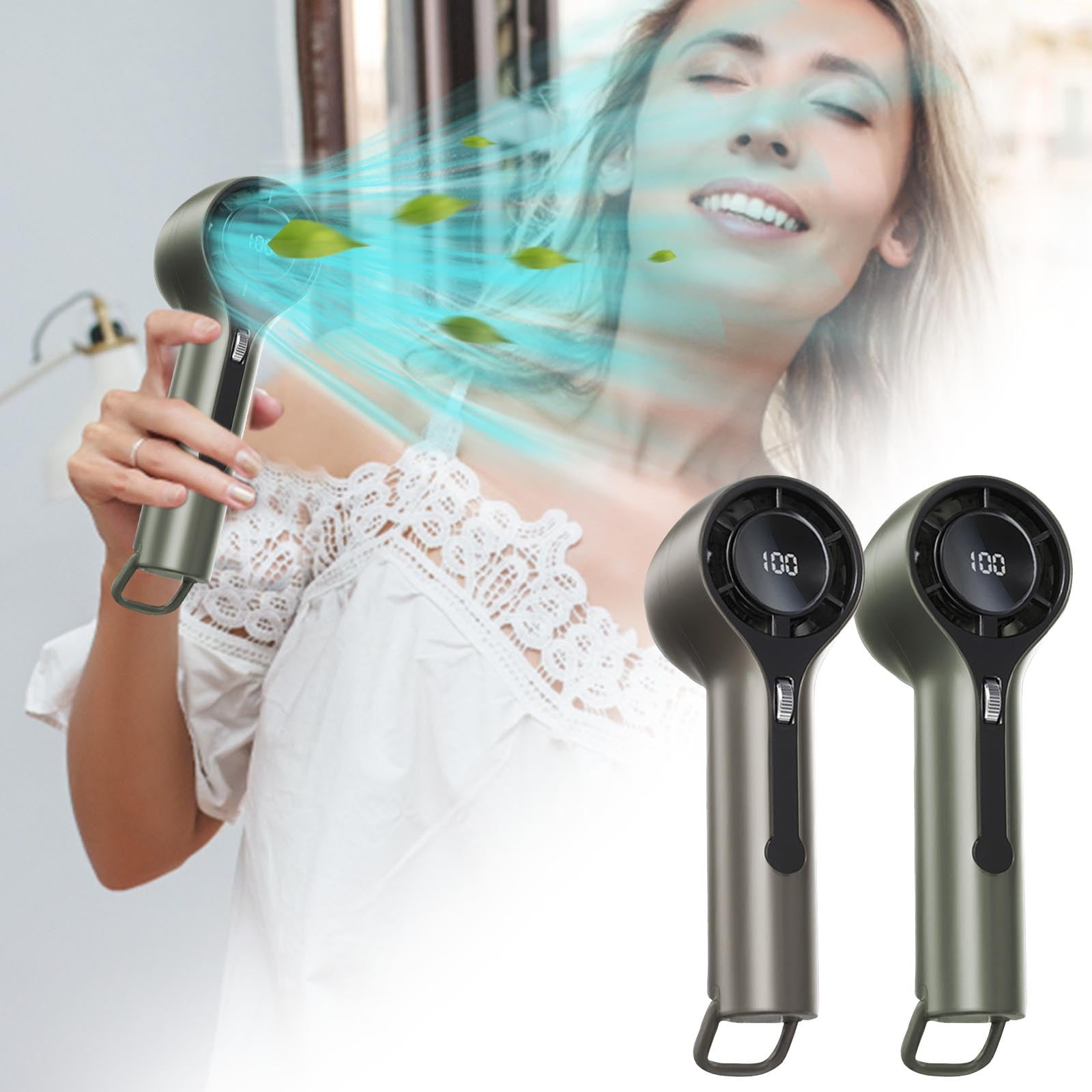 Handheld Personal Fan, High-Speed 100-Rpm, Digital Display, Stepless ...