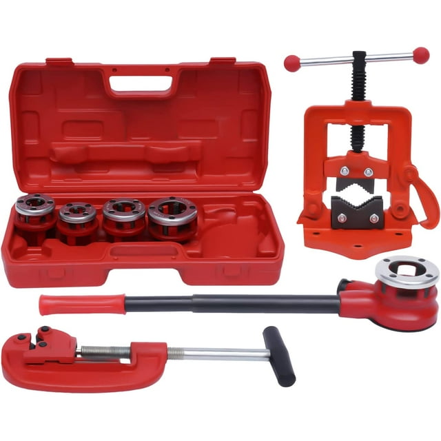 Handheld Pipe Threader Ratchet Kit W/5 Stock Dies Set, Portable Manual ...