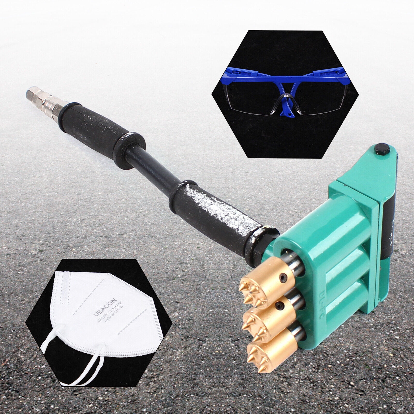 Handheld Pneumatic Concrete Air Scabbler 3-Head Chiseling Machine ...