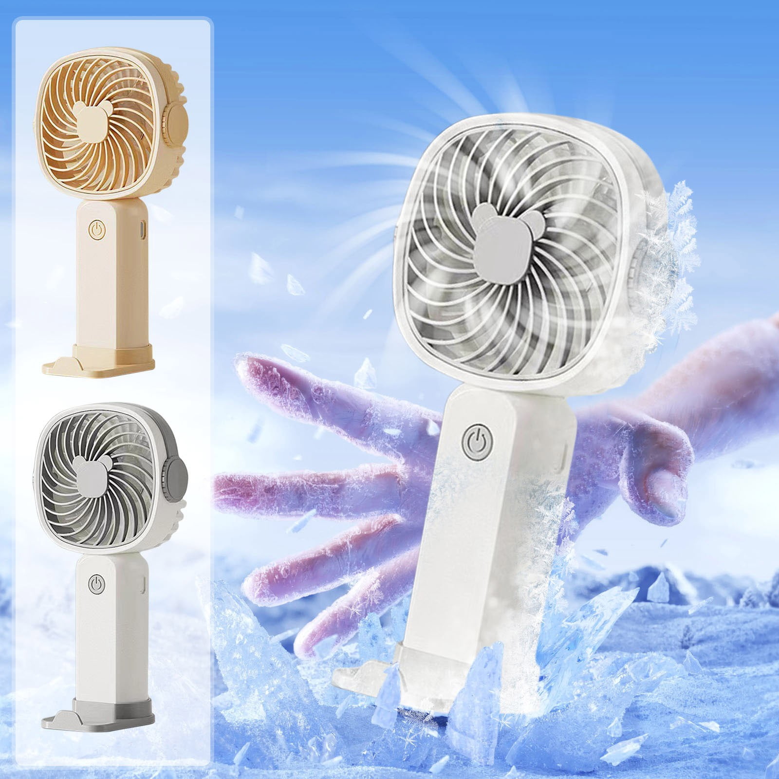 Handheld Portable Mini Fan USB Rechargeable 3-Speed Desktop Fan with ...