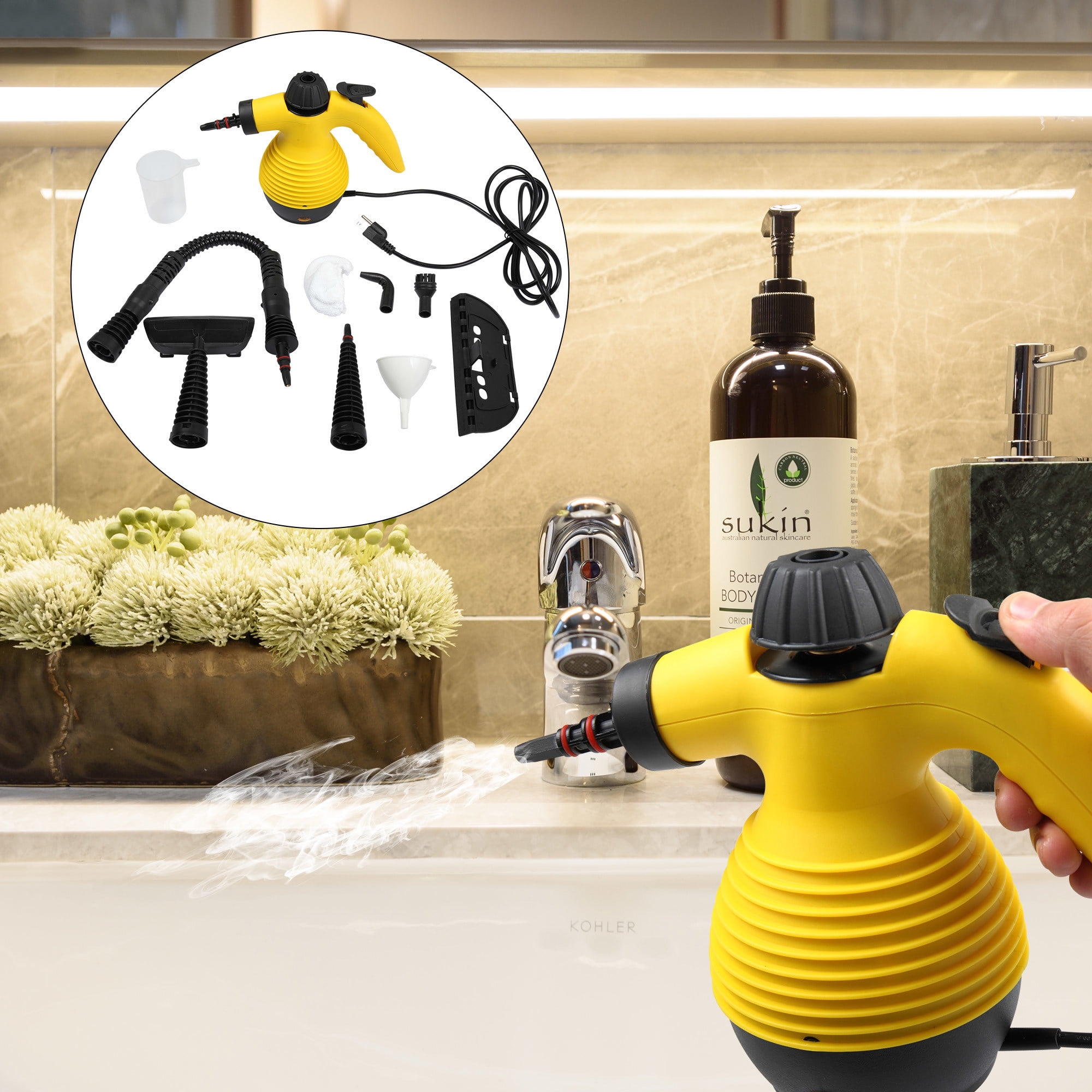 Handheld Pressurized Steam Cleaner with 9-Piece Accessory Set ...