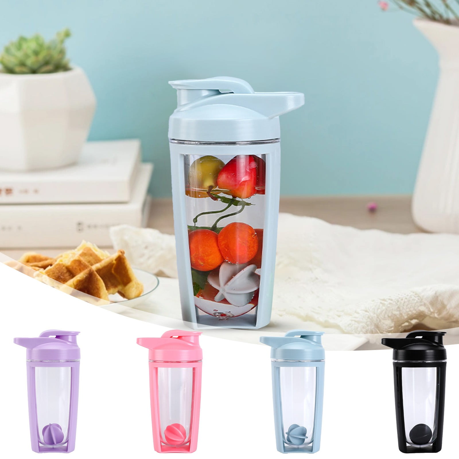 Handheld Protein Shaker Bottle | 500ml Sports Water Cup with Mixing Ball | Leakproof Flip Lid ...
