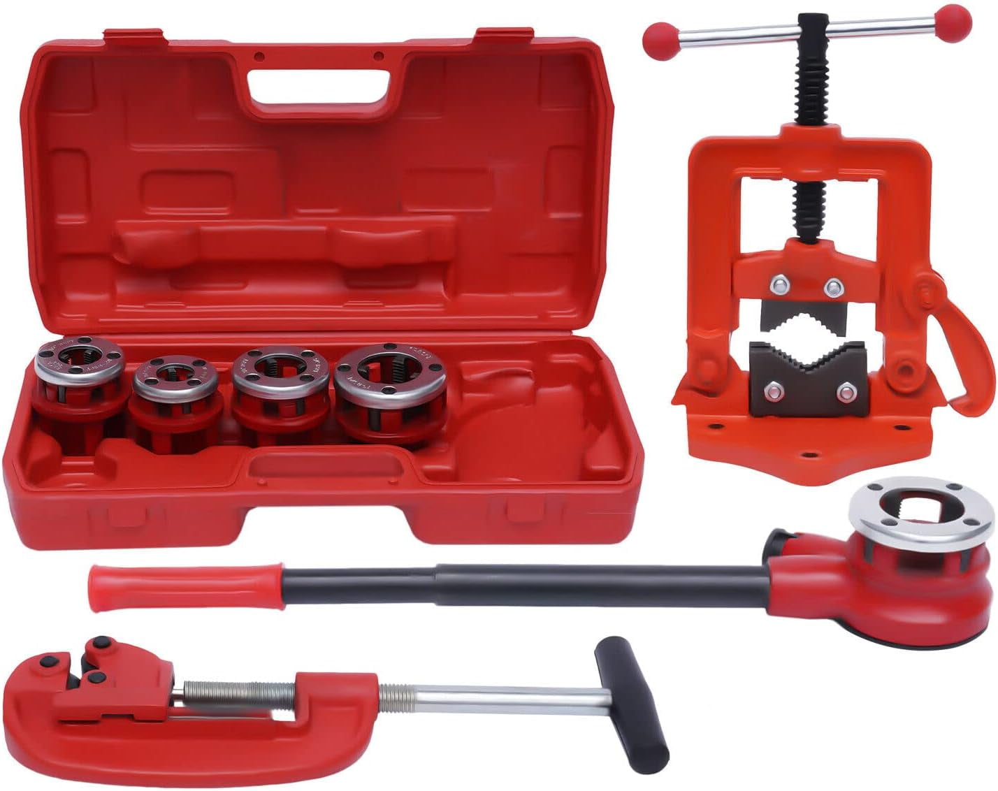 Handheld Ratchet Threader Kit Set Cutter Threading Tool with 5 Dies 1/2 ...