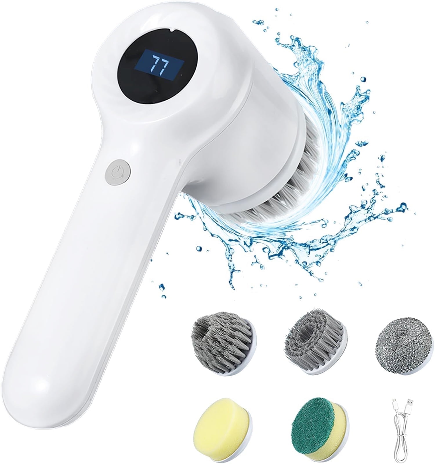 Handheld Spin Scrubber, Cordless Electric Scrub Brush with LCD Display ...