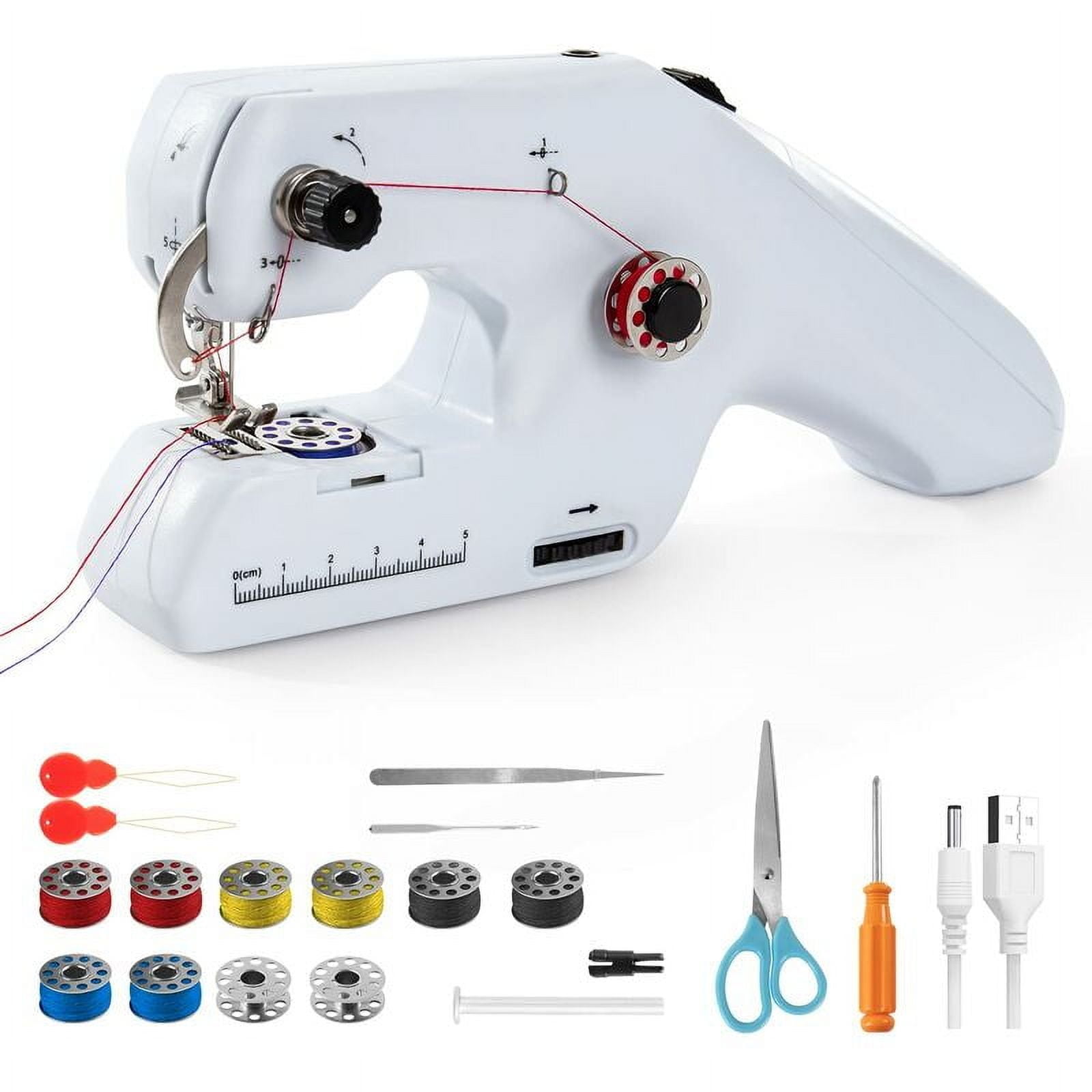 Handheld Sewing Machine, Mini Portable Electric Twin Thread Cordless ...