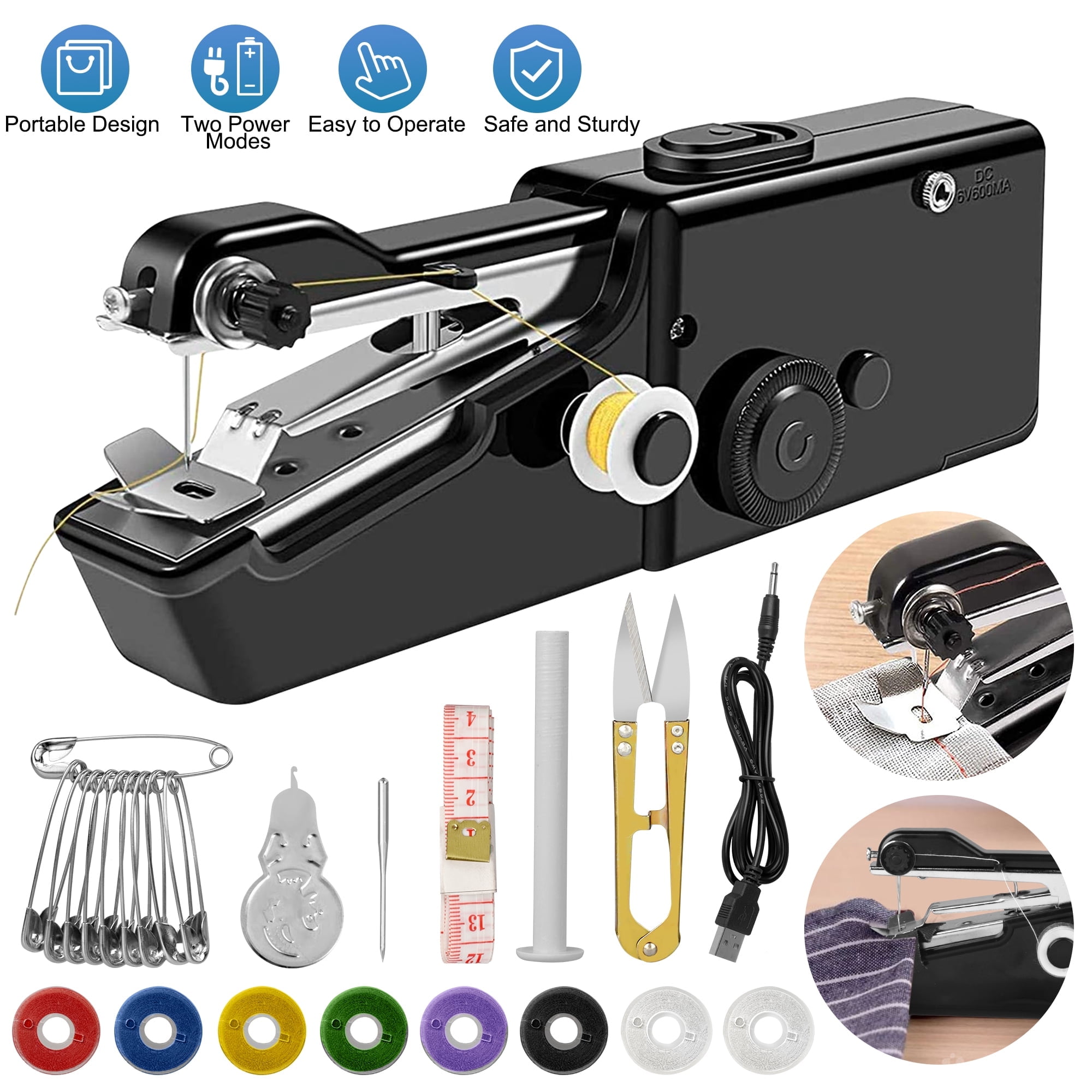 Handheld Sewing Machine, SUWU Cordless Mini Portable Sewing Machine ...
