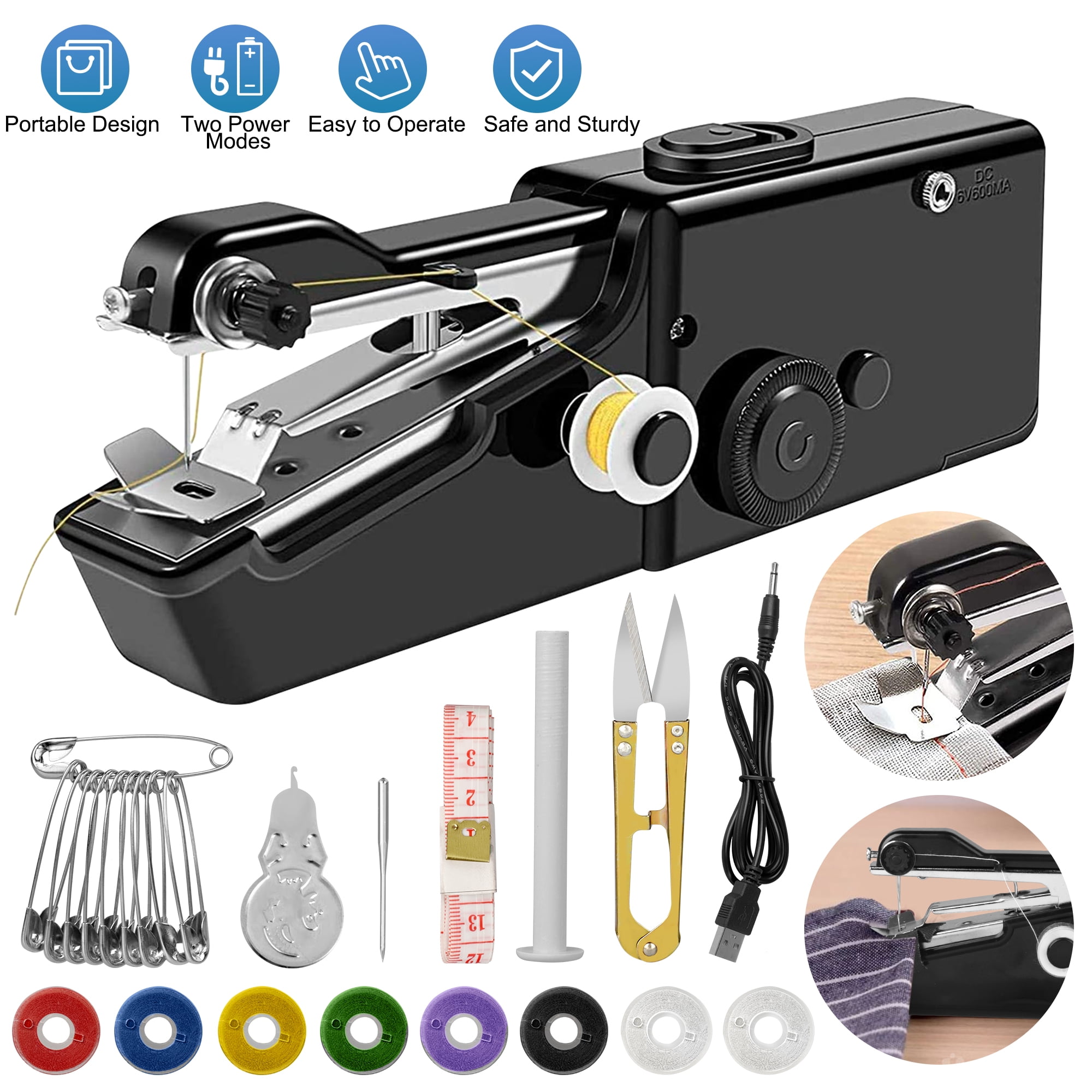 Handheld Sewing Machine, TSV Cordless Mini Portable Sewing Machine, USB ...