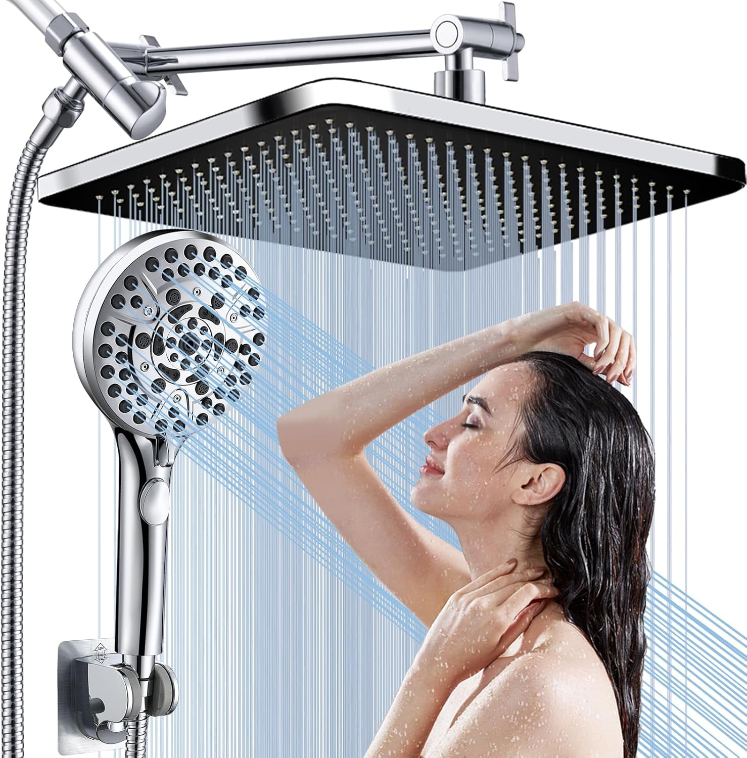 Handheld Shower Combo, 14 Inch Rain Shower Head with High Pressure ...