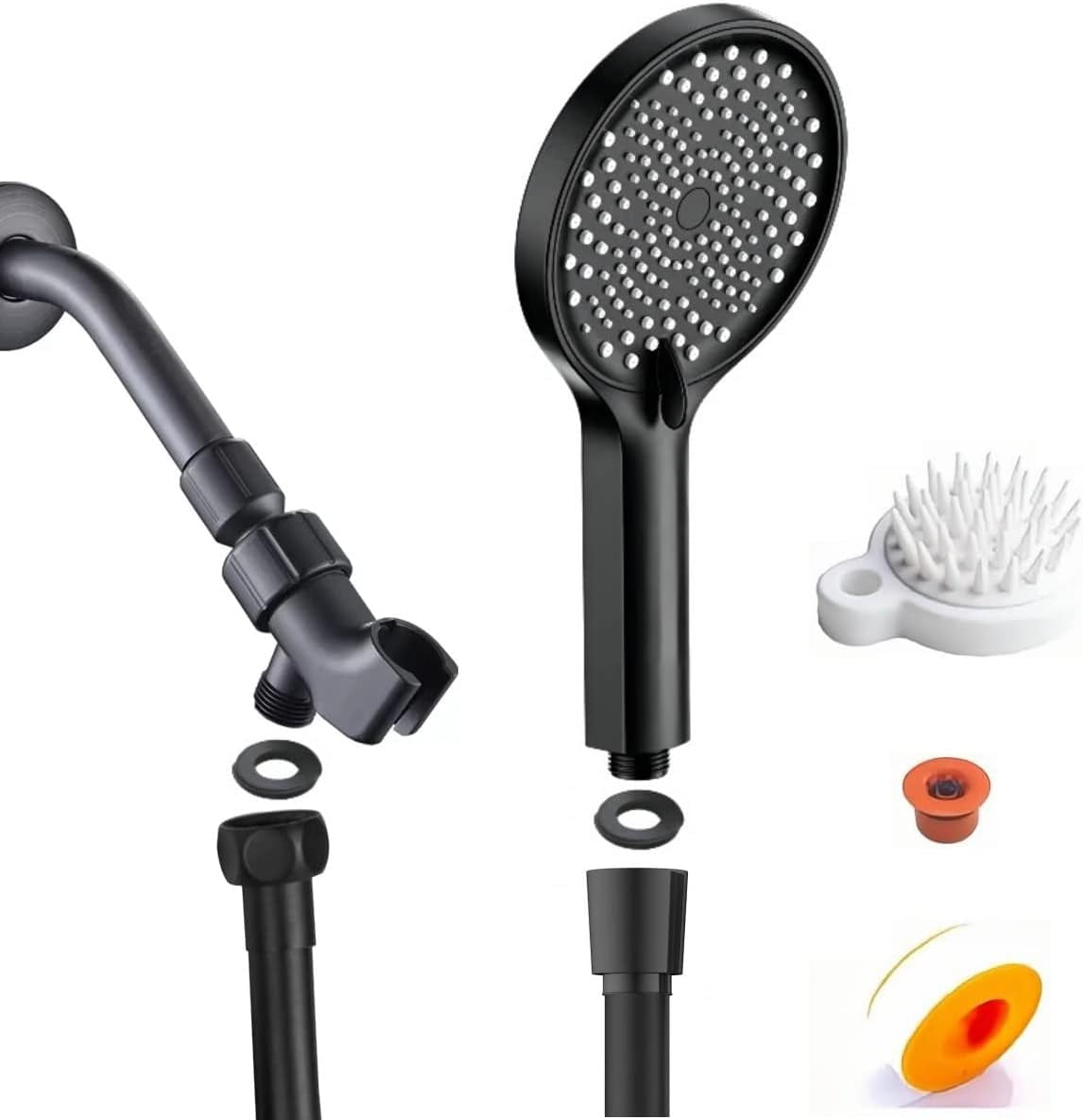Handheld Shower Head,5" Chrome Face Detachable Shower Head with Premium ...