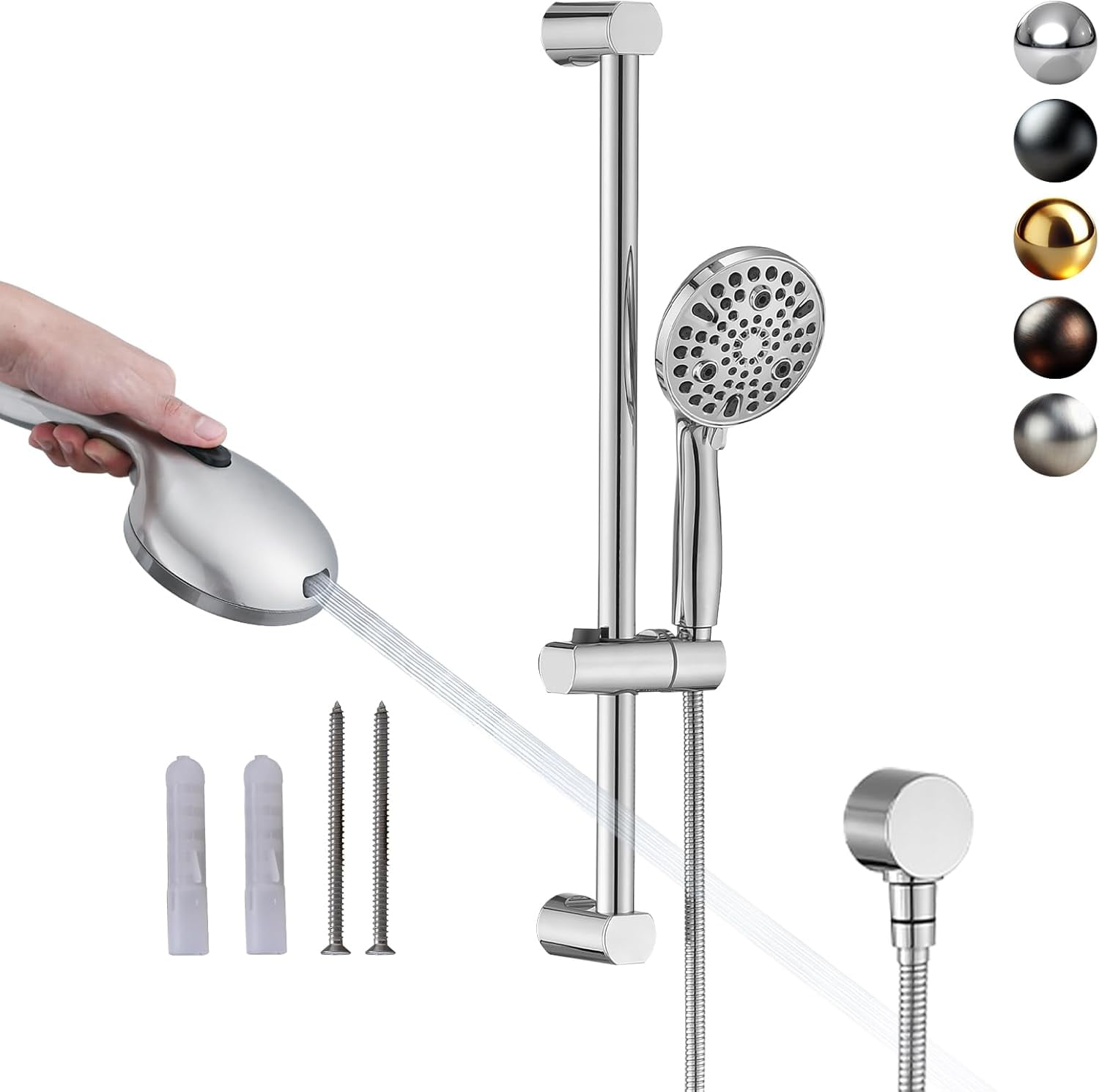 Handheld Shower Head with 10 Functions - Faucet Slide Bar Handheld ...
