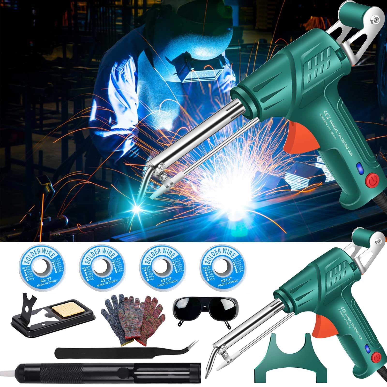 Handheld Soldering Gun, 60W Semi-Automatic, LED Light + Heat Control ...