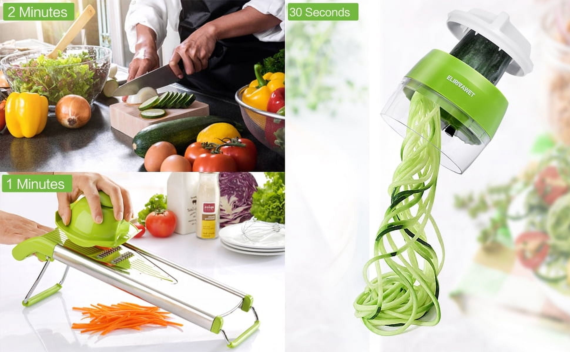 Handheld Spiralizer Vegetable Slicer, 4 in 1 Heavy Duty Veggie Spiral ...