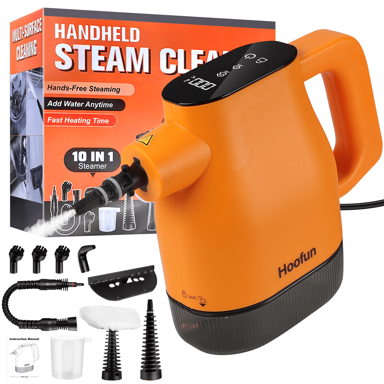 Handheld Steam Cleaner, 10 in 1 Steamer Cleaning& Safety Lock, Multi ...