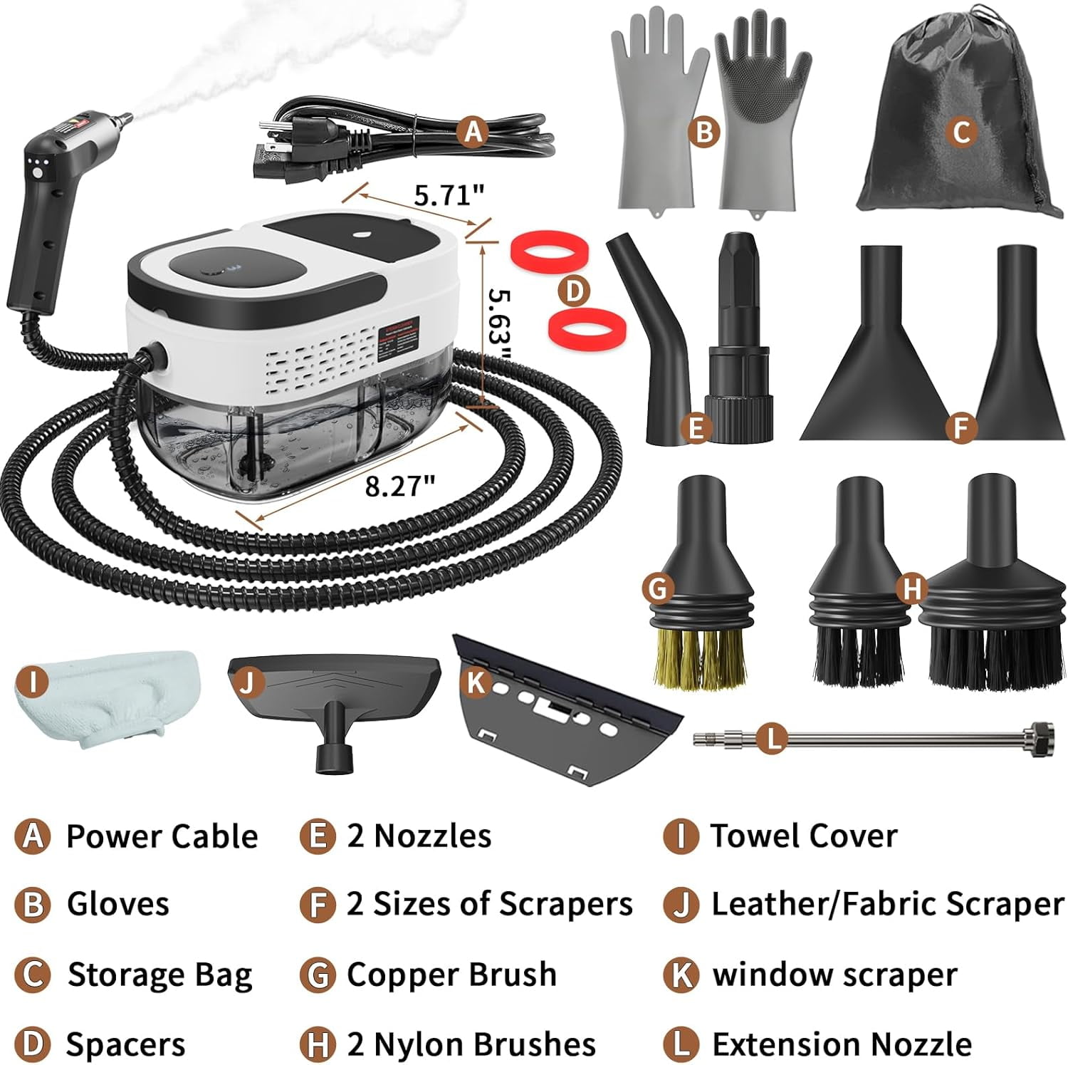 Handheld Steam Cleaner for Home, 2500W High Temperature Pressurized ...