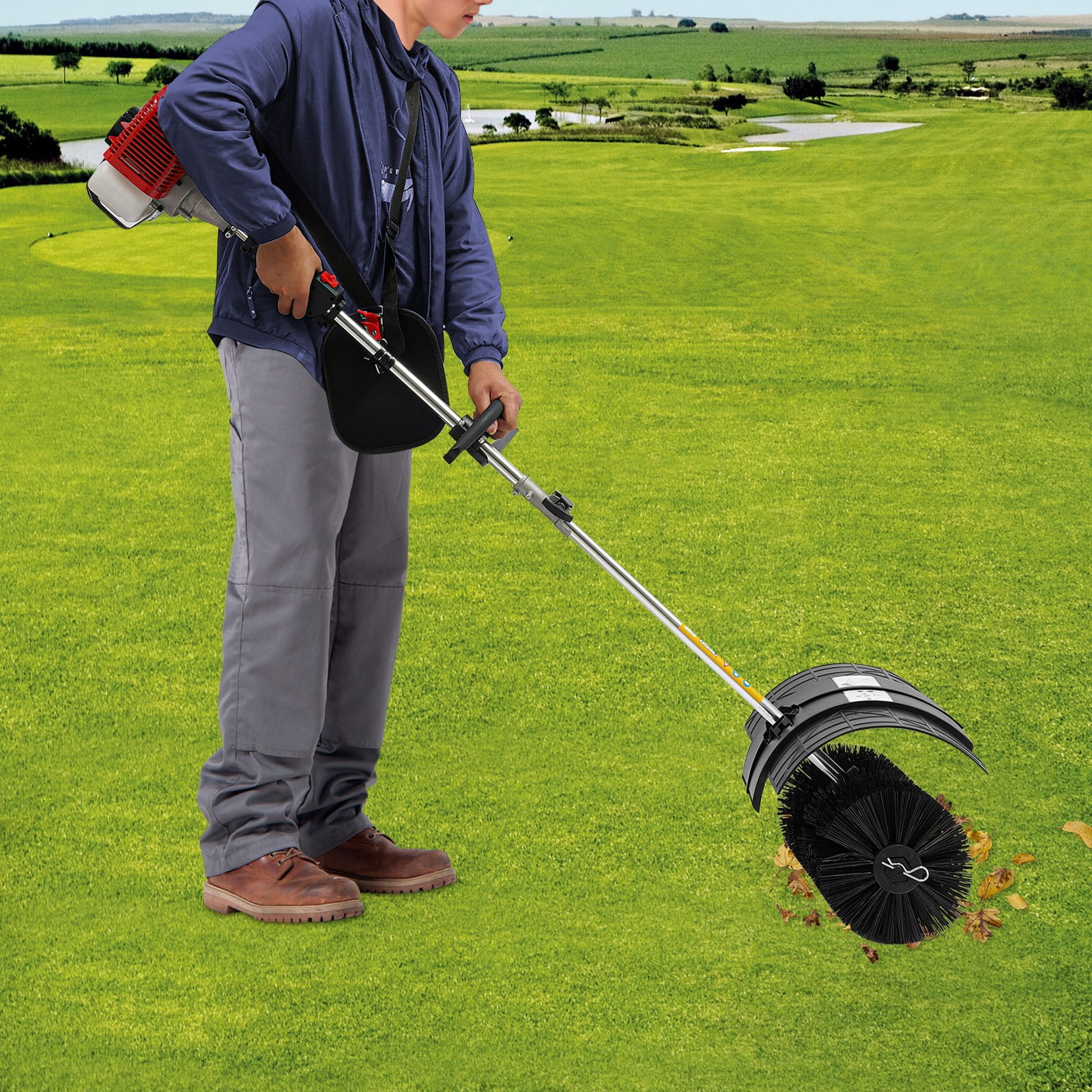Handheld Sweeper, Gasoline Powered Broom Sweeper, Lawn Cleaning ...