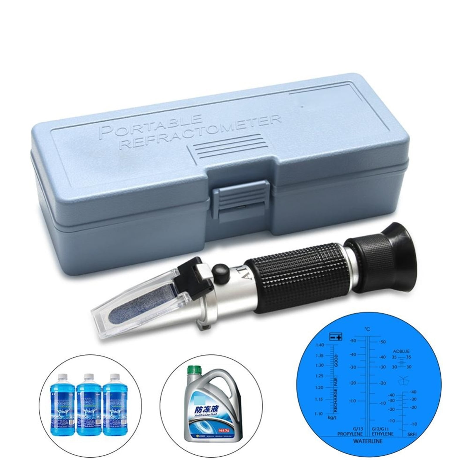 Handheld Tester Tool 4 in 1 Refractometer ATC Battery with Case for ...