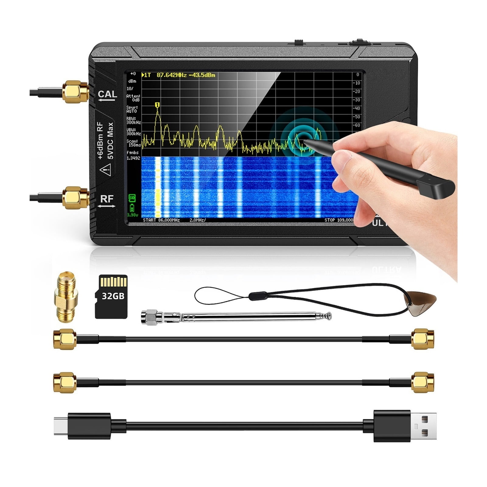 Handheld Tiny Spectrum Analyzer 4 inch Touch Screen Build in Battery ...