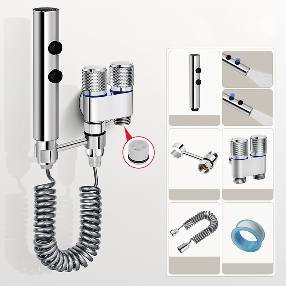 Handheld Toilet Bidet Faucet Sprayer Stainless Steel Dual Button Bidet ...