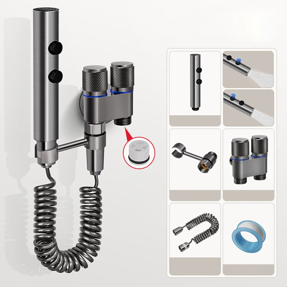 Handheld Toilet Bidet Faucet Sprayer Stainless Steel Dual Button Bidet ...