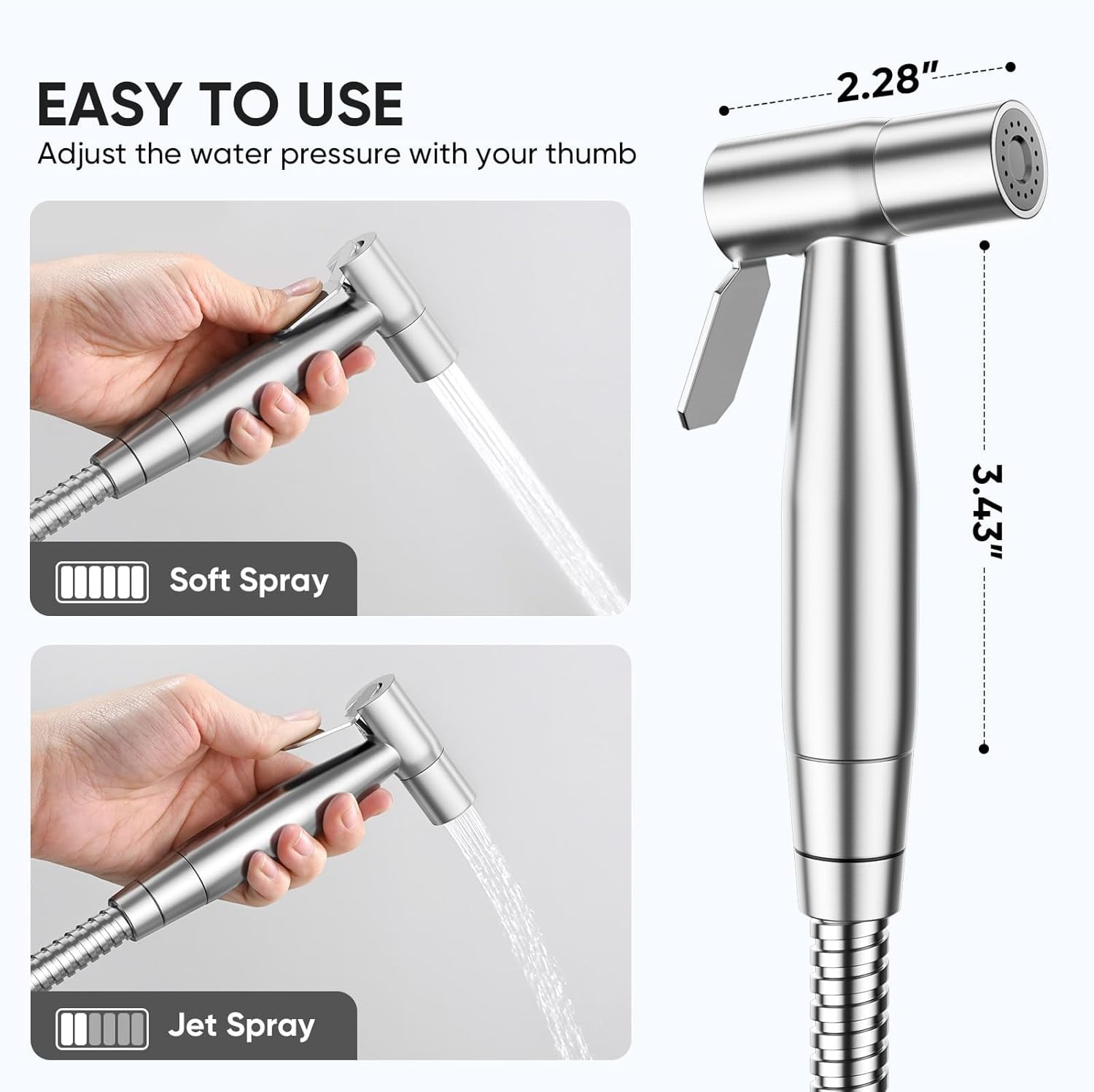 Handheld Toilet Bidet Sprayer with Adjustable Water Pressure for ...
