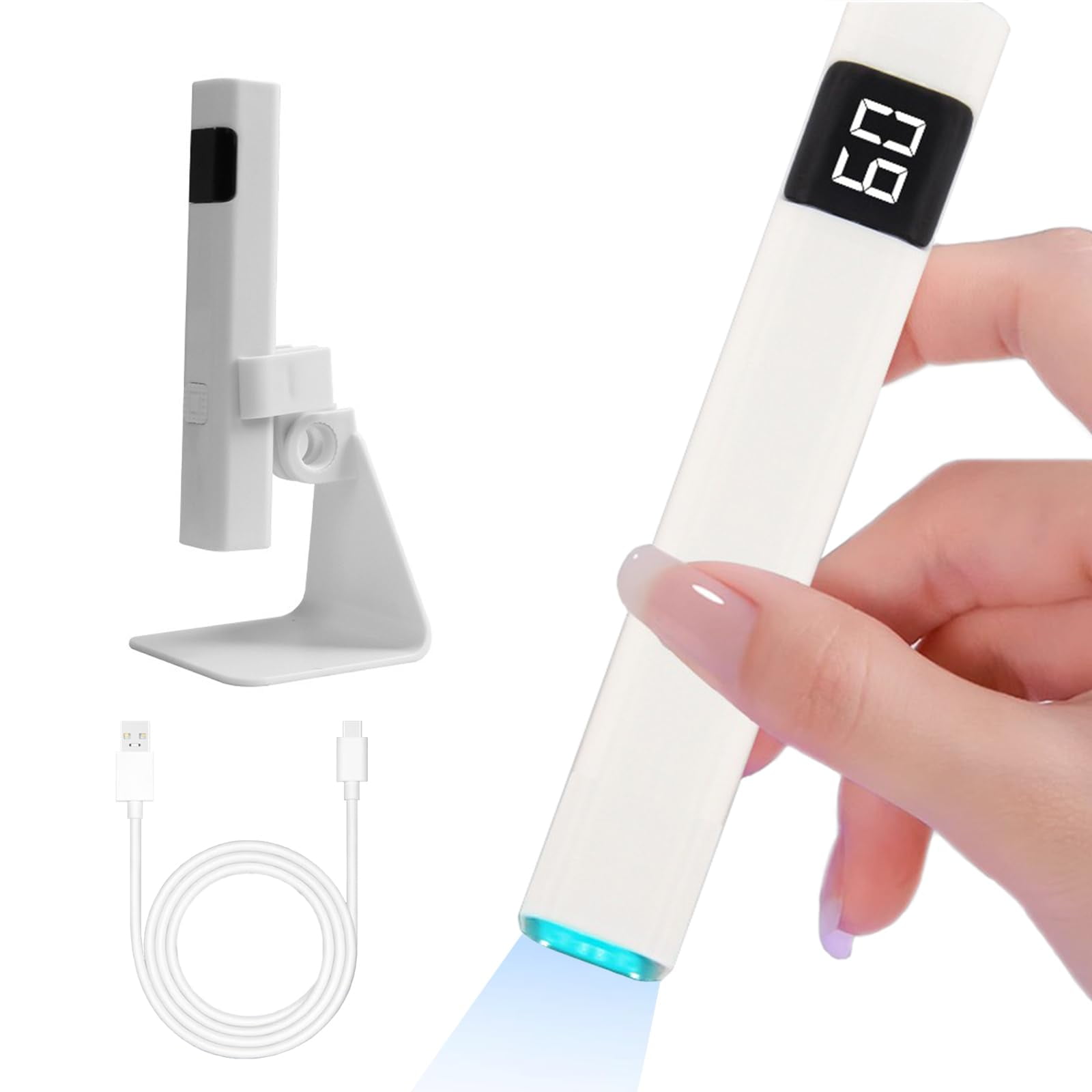 Handheld UV Light for Nails Mini Nail Dryer LED Light with Stand, LCD ...