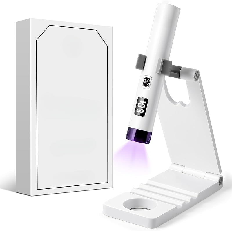 Handheld UV Light for Gel Nails with Stand, Mini Portable Cordless Nail ...