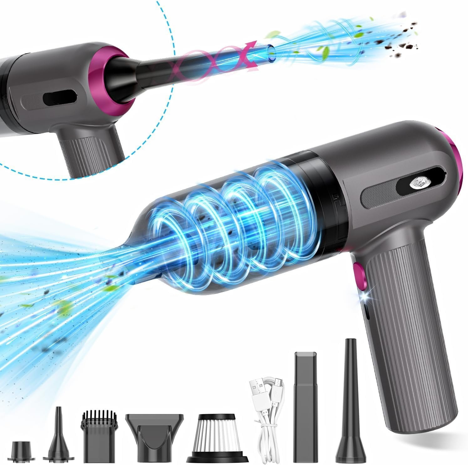 Handheld Vacuum Cleaner, 4 in 1 Vacuum Cleaner 16000Pa Air Duster, 3 ...