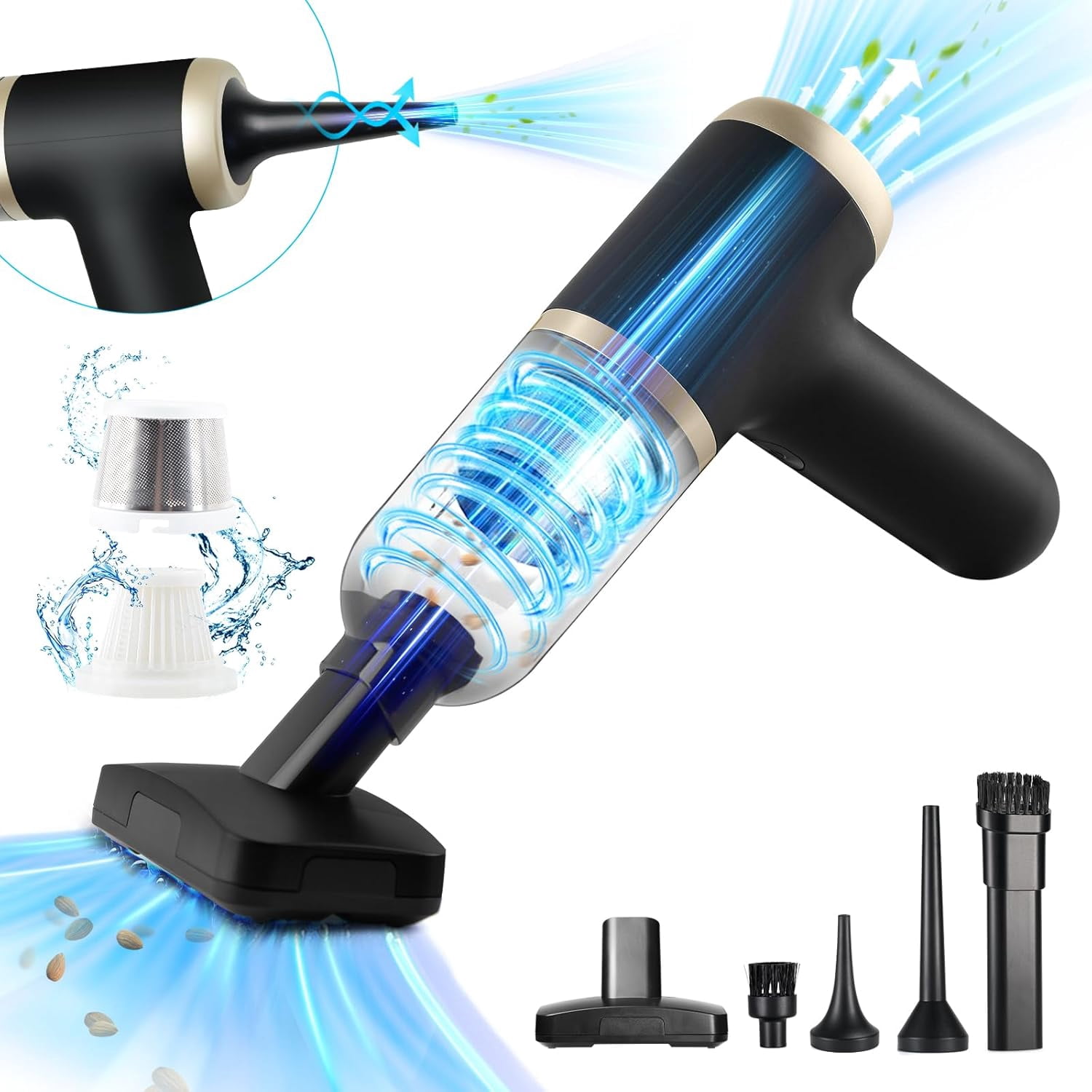 Handheld Vacuum Cordless 20000PA, 2-in-1 Mini Vacuum & Air Duster, 0 ...