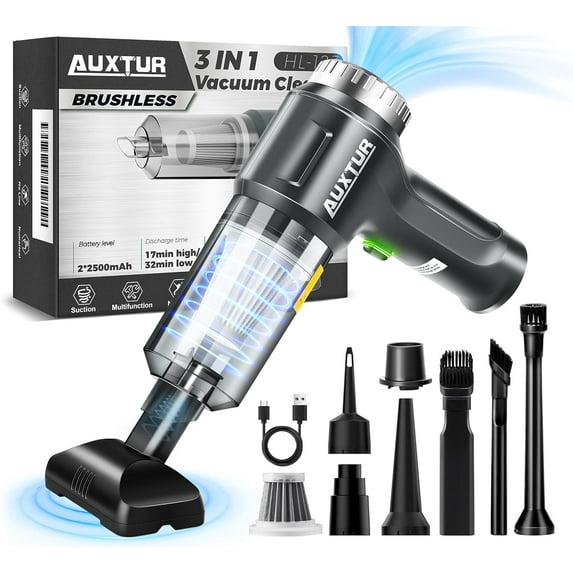 Handheld Vacuum Cordless-3 in 1 Car Vacuum Cleaner High Power-Brushless ...