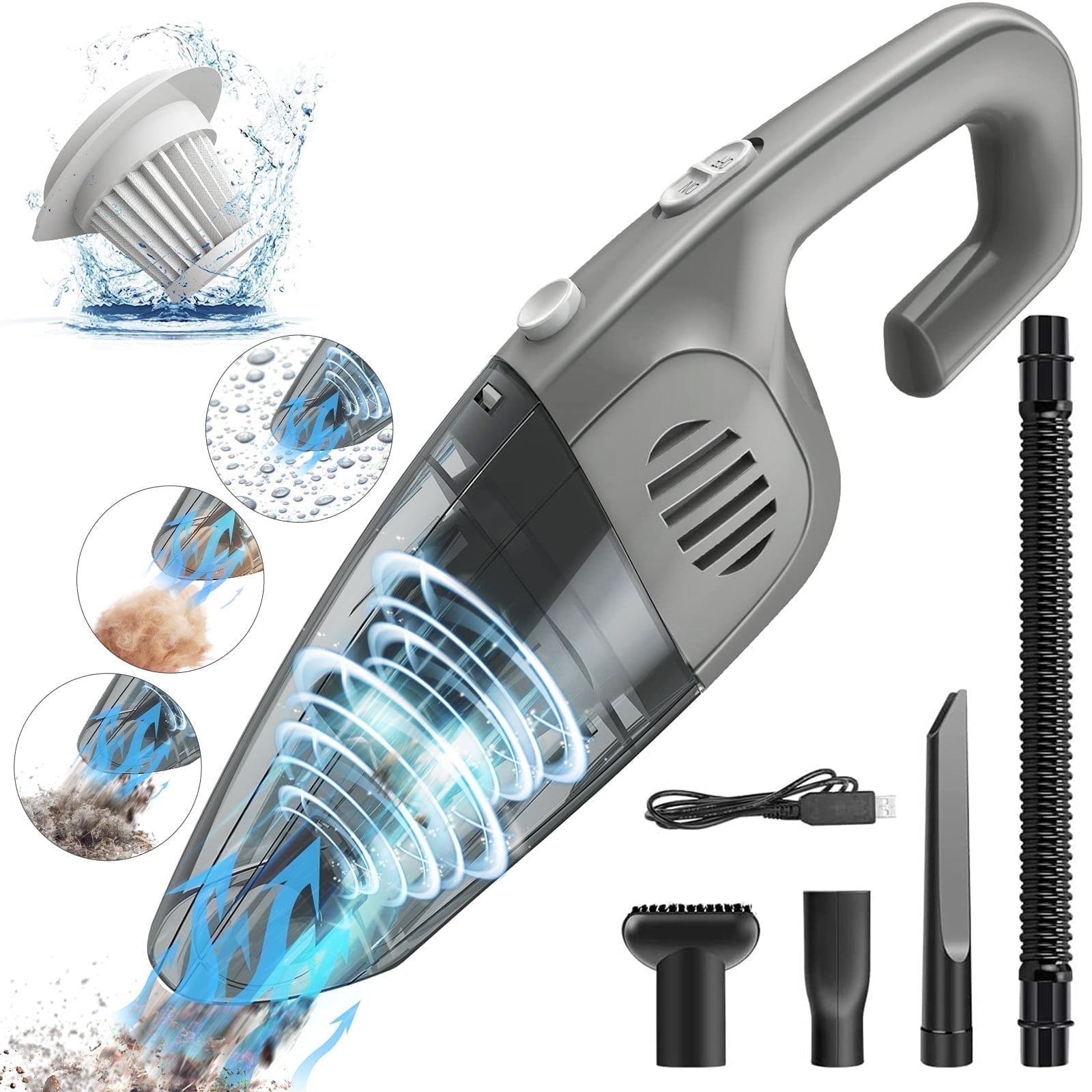 Handheld Vacuum Cordless, 6KPA Powerful Cyclonic Suction Vacuum Cleaner ...