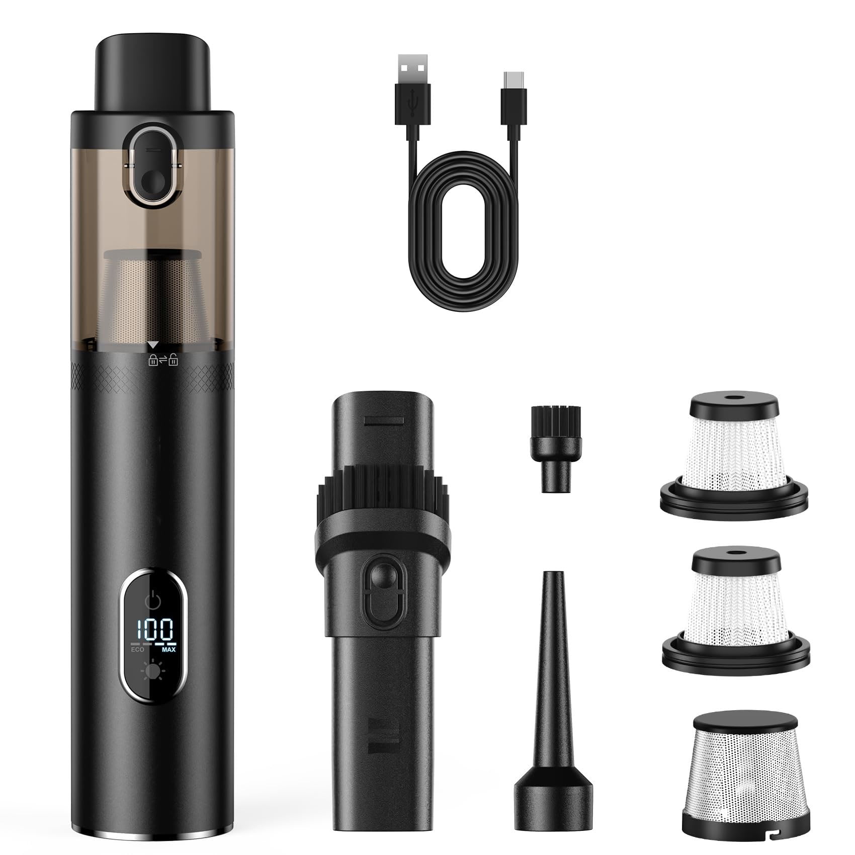 Handheld Vacuum Cordless,Portable Car Vacuum, Powerful Suction Vacuum ...