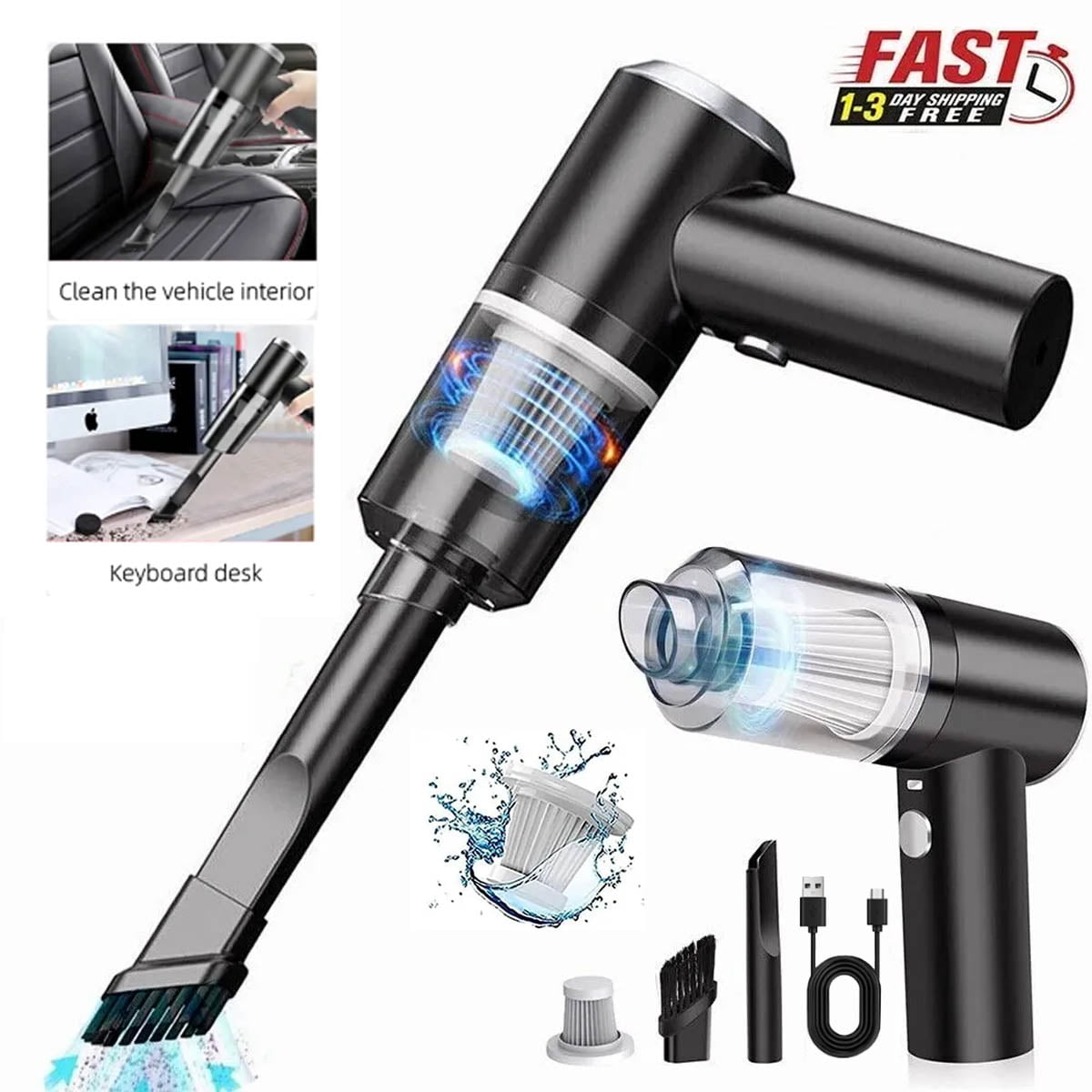 Handheld Vacuum Cordless Rechargeable, USB Charge, Hand Vacuum Cordless ...