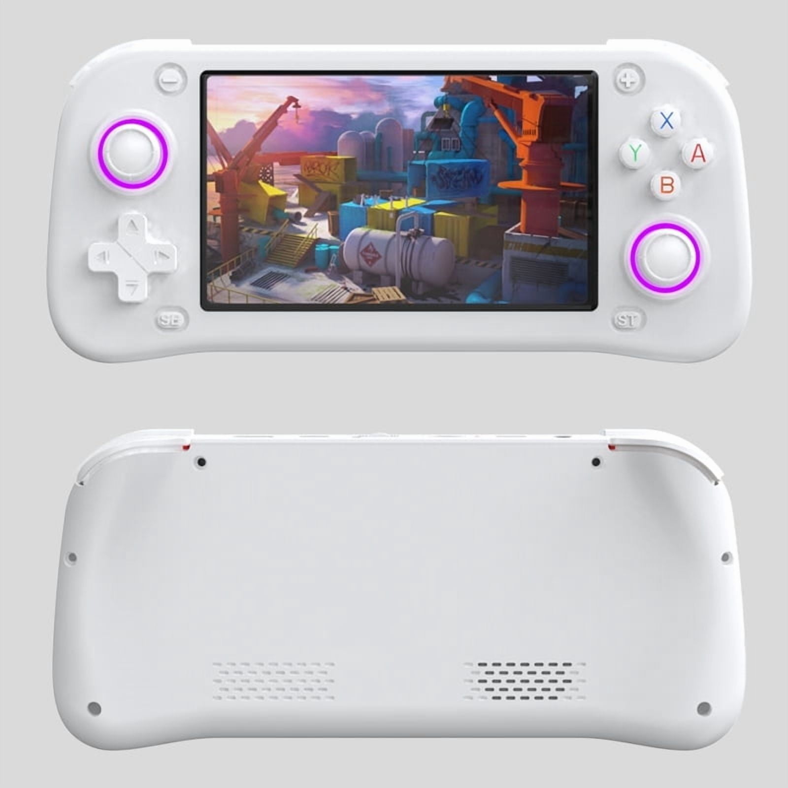Handheld Video Game Console, 4.3 inch HD Display,Hall Joystick & Triggers, 128G tf card (White ...
