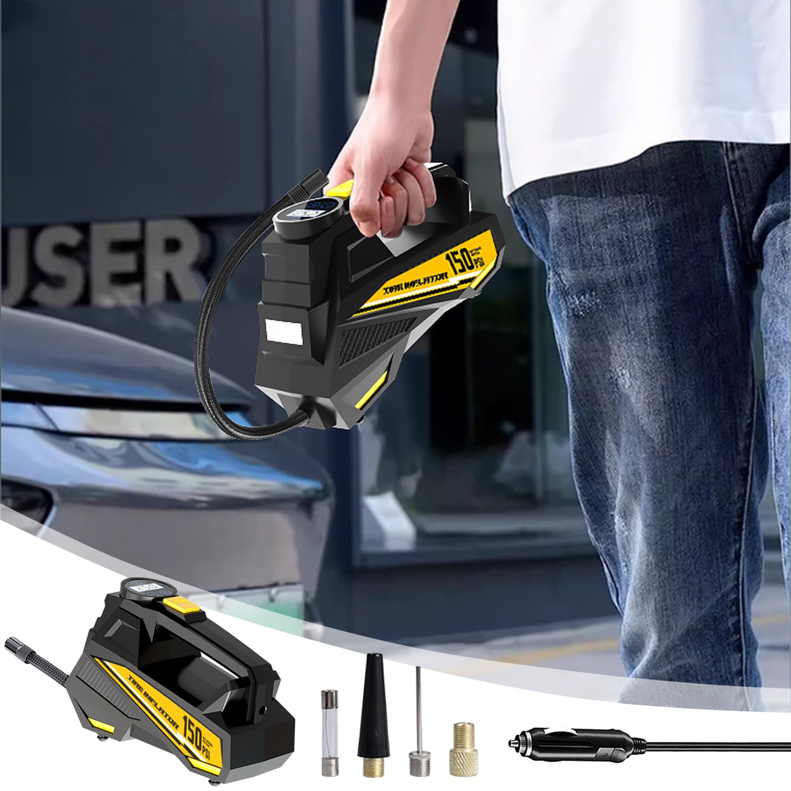 Handheld Wireless Tire Inflator Pump with Digital Display, 150PSI Smart ...