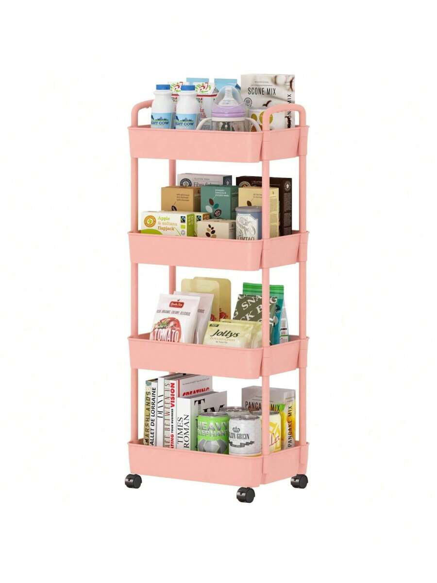 Handheld carts with armrests, movable storage carts, four-tier ...