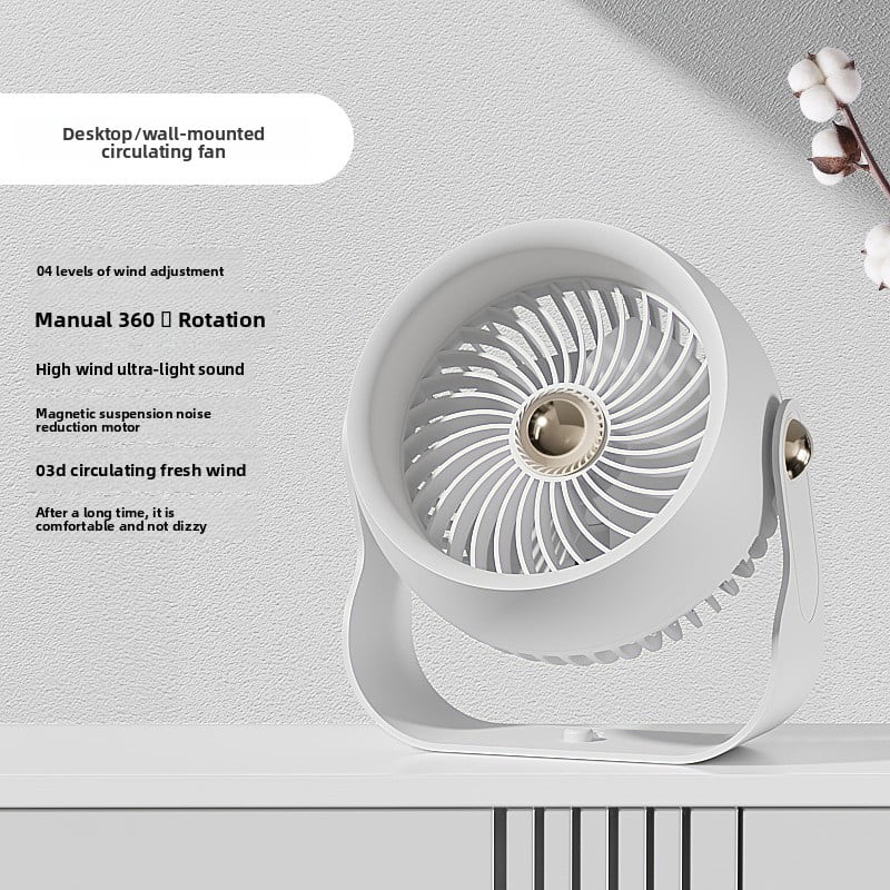 Handheld fan, desktop & wall-mounted circulating fan, 4-speed wind ...