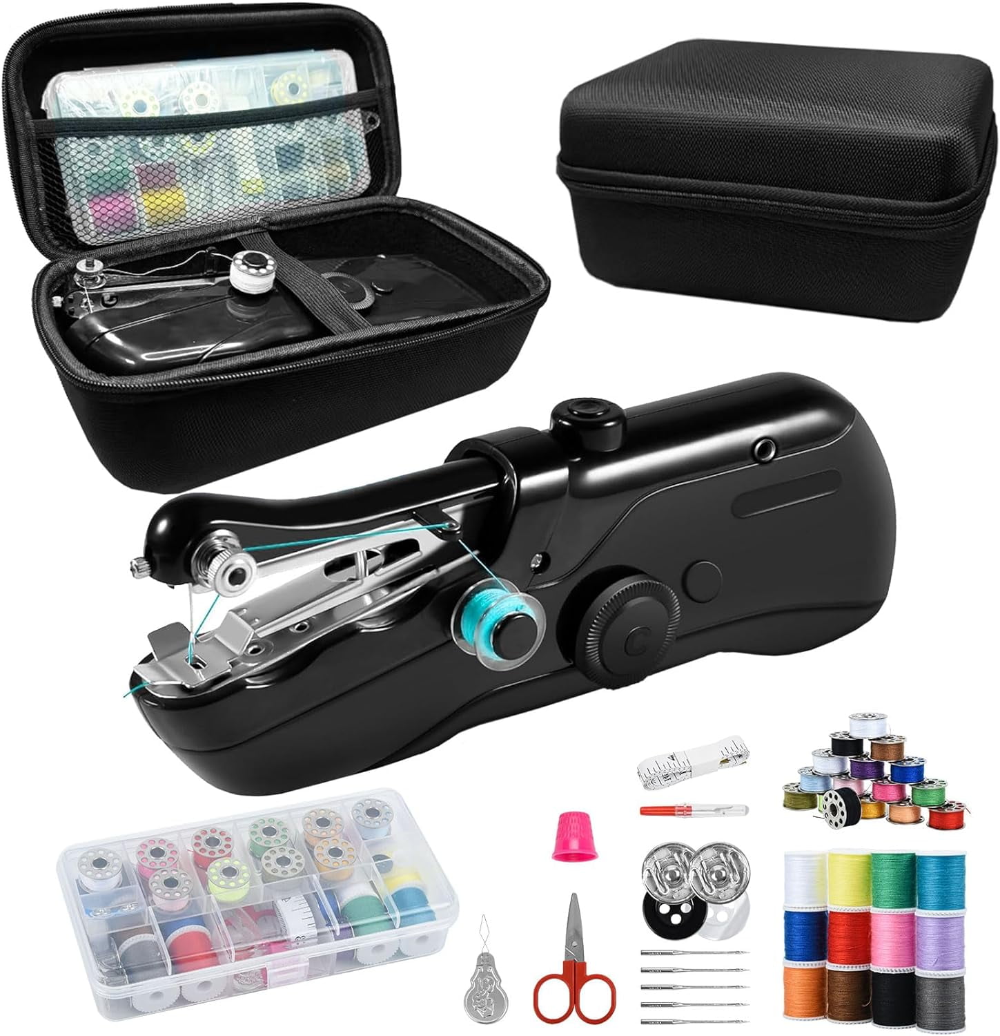 Handheld sewing machine, beginner's sewing kit with storage, two power ...