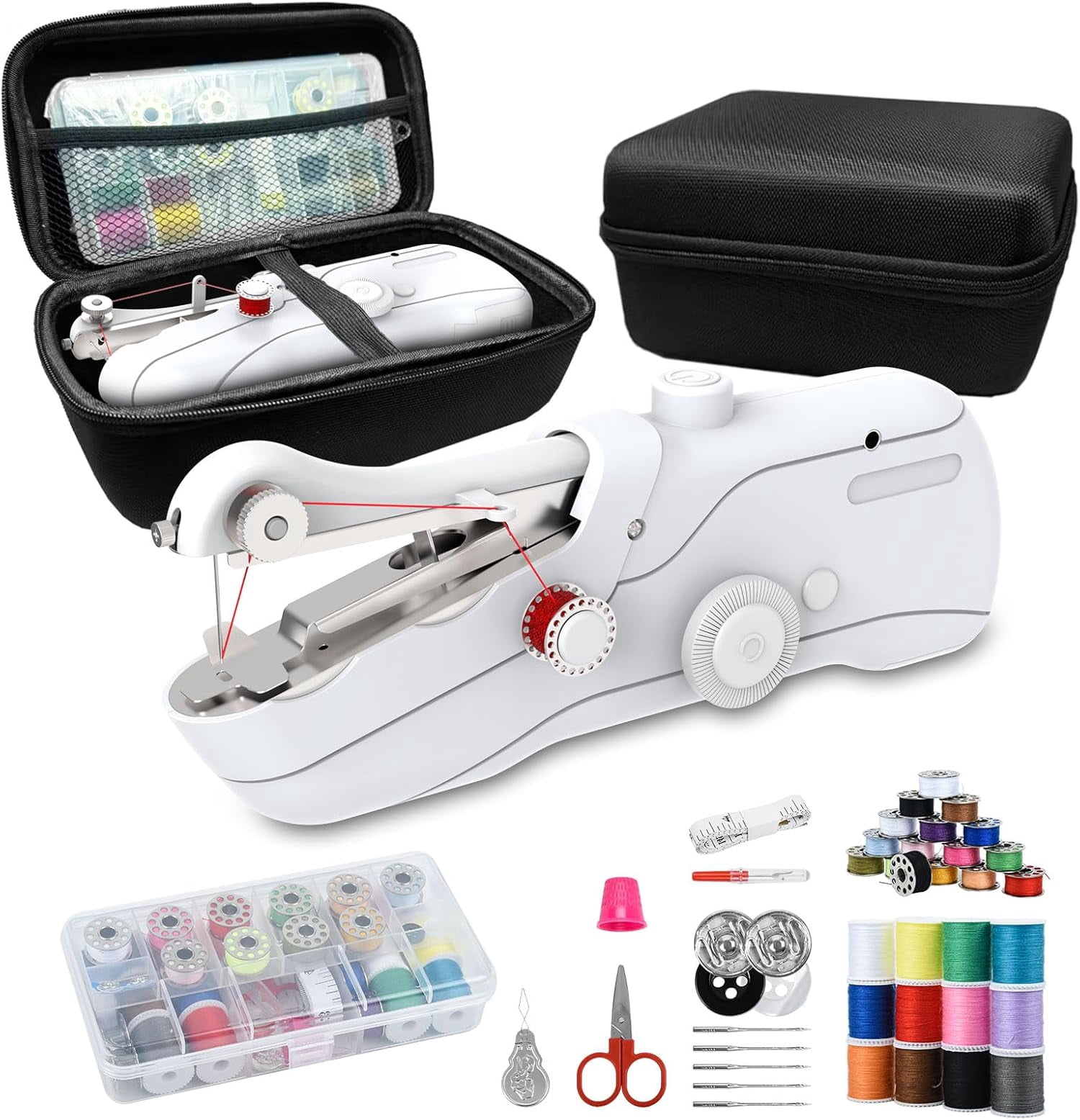 Handheld sewing machine, beginner's sewing kit with storage, two power ...