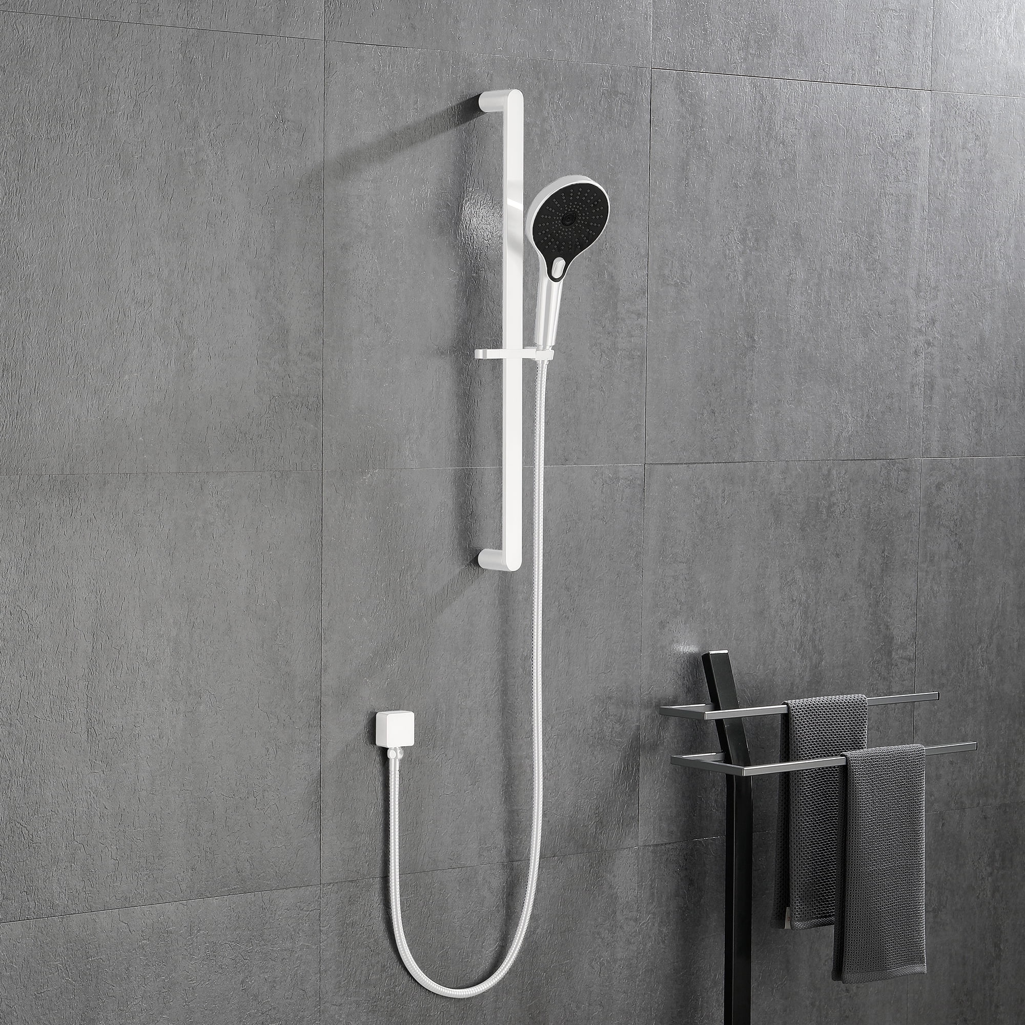 Handheld shower head with adjustable shower slide bar and hose ...